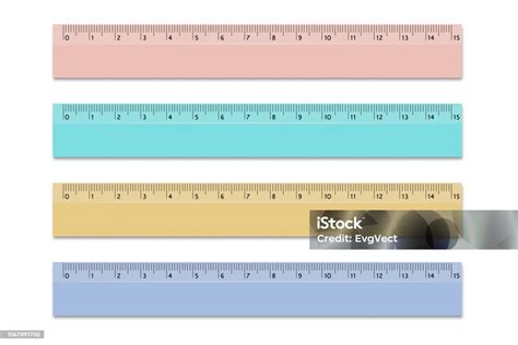 15 센티미터 학교 다른 색상의 눈금자를 설정 합니다 고립 된 흰색 배경 벡터 디자인 요소입니다 0명에 대한 스톡 벡터 아트 및