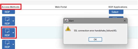An Attempt To Launch An Rdp Session Fails With Error Ssl Connection