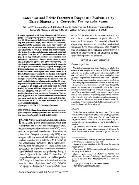 Pdf Calcaneal And Pelvic Fractures Diagnostic Evaluation By Three Dimensional Computed