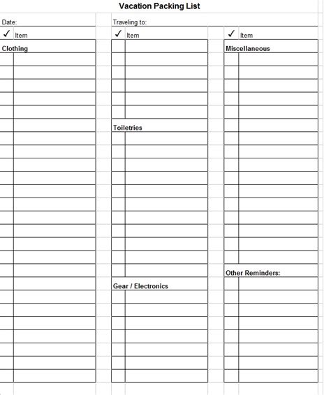 Packing List Pdf Download Free Apps Backupcommunity