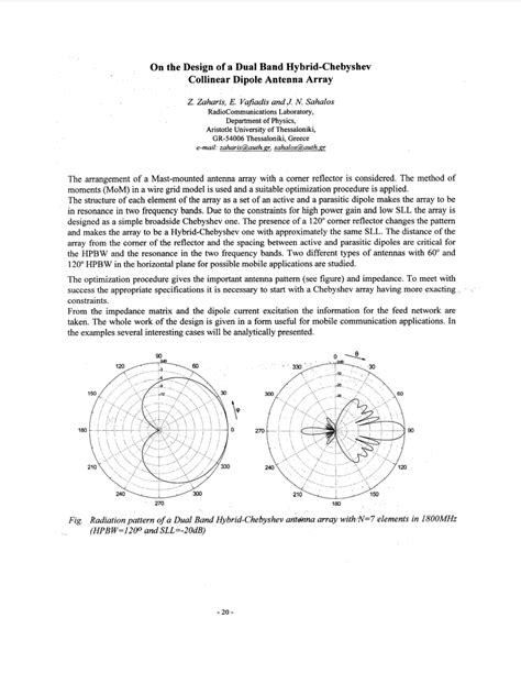 Pdf On The Design Of A Dual Band Hybrid Chebyshev Collinear Dipole