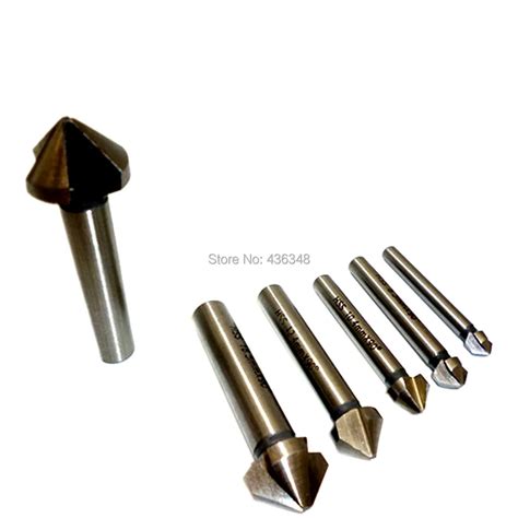 6pc 90 Degree Hss 3 Flute Countersink Drill Bit Wood Cut Chamfer End