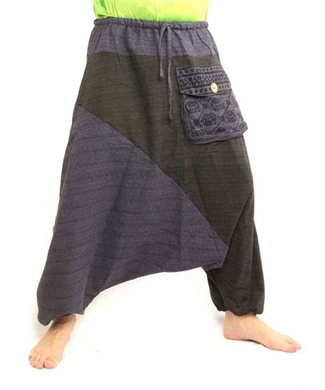 Baggy Harem Pants Two Tone Hippie Boho Chic Cotton Blue Black