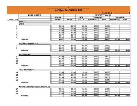 Personal Balance Sheet Template Spark Premium Template Template