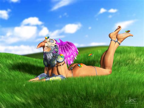 Rule 34 3d Armor Barefoot Breasts Casual Feet Feet Up Female Human Hunter Quake