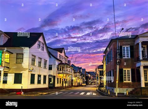 Architecture Of Historic Inner City Of Paramaribo At Sunset Unesco