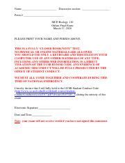 MCDB Final Exam Pdf Name Discussion Section Perm MCD