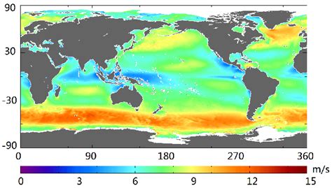 Windsat Yearly Averaged Sea Surface Wind Speed From 2012 To 2014 Download Scientific Diagram