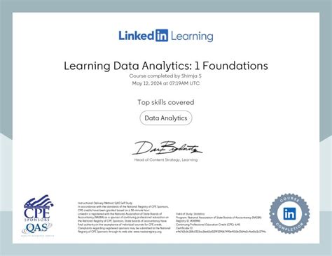 Completion Of Learning Data Analytics 1 Shimja S Posted On The