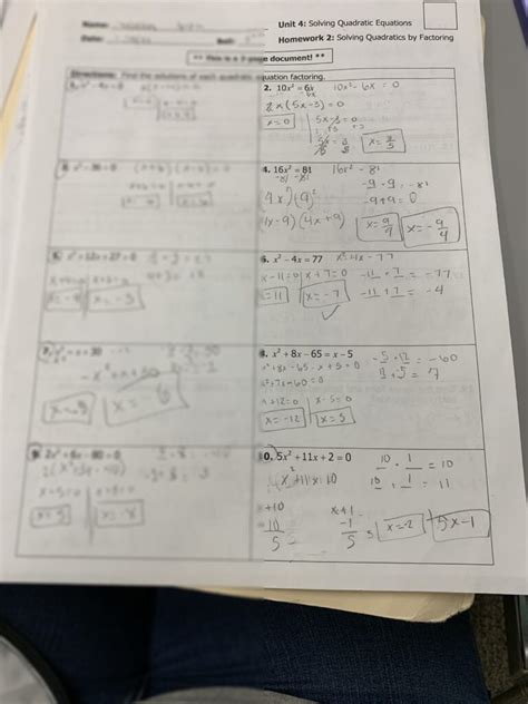 Explore Unit 4 Solving Quadratic Equations Homework 7 With The
