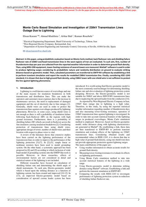 Pdf Monte Carlo Based Simulation And Investigation Of 230 Kv Transmission Lines Outage Due To