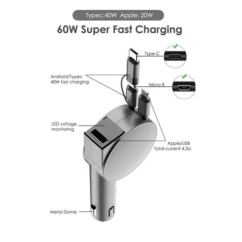 Incarcator Auto Super Fast Charge W Cu Cablu Retractabil In EMAG Ro