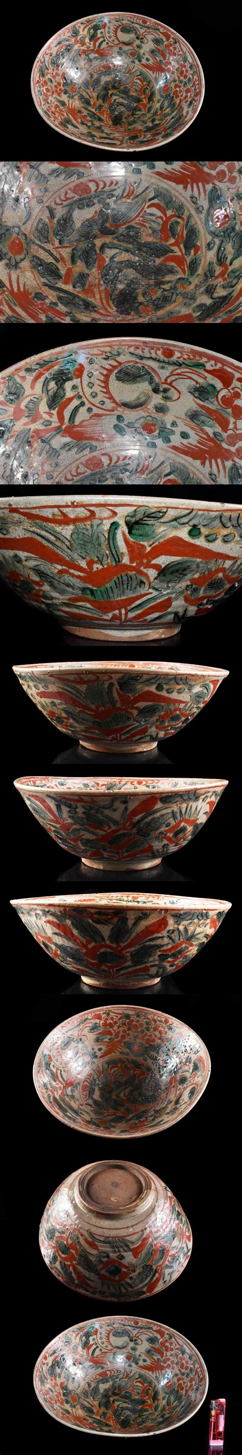 【やや傷や汚れあり】【雲】某名家収蔵品 中国古玩 唐物 呉須赤絵草花絵付大鉢 直径約317cm 古美術品 Aa9664 Otdbvc