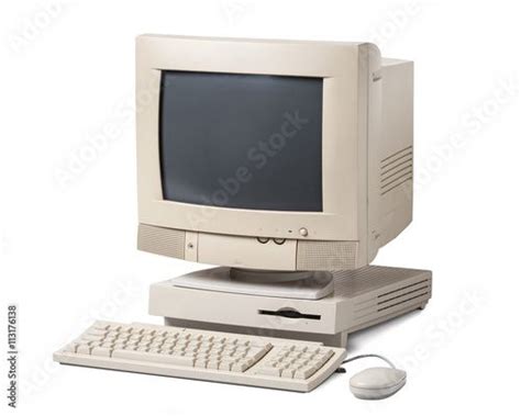 Old Personal Computer System Unit Crt Monitor Keyboard And Mouse