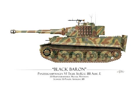 Michael Wittmann Tiger Tank 007 White Background Digital Art By Craig
