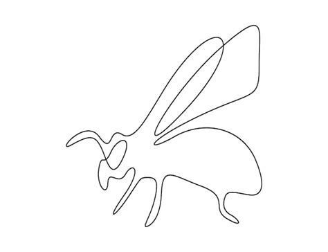 한 개의 연속 라인 드로잉 터 일러스트레이션에서 벌 프리미엄 벡터