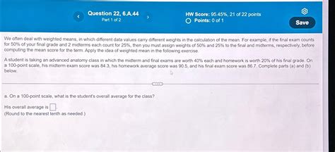 Solved Question 22 6a44hw Score 954521 ﻿of 22