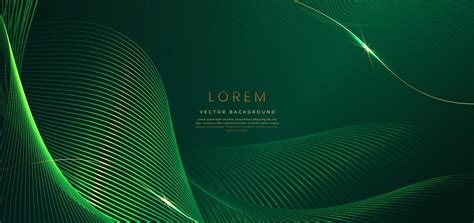 Abstract Luxury Glowing Lines Curved Overlapping On Dark Green
