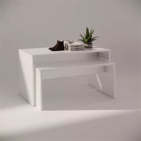 Large White Nested Timber Display Table Apex Display