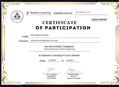 Raja Venkata Tharun On Linkedin Excited To Share That I Have Completed My Python Programming From
