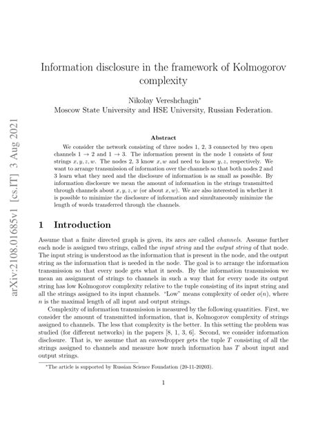 Pdf Information Disclosure In The Framework Of Kolmogorov Complexity