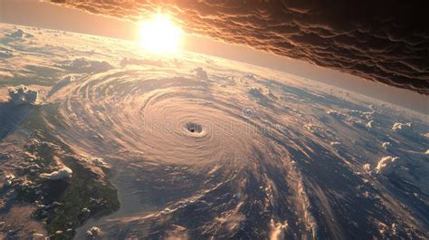 View From Above Of A Massive Storm System Forming A Tornado