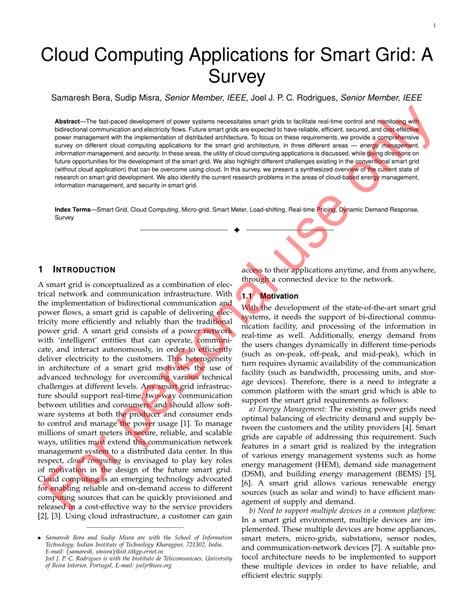 Pdf Cloud Computing Applications For Smart Grid A Survey