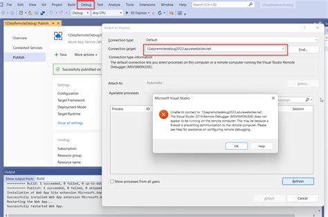 Unable To Attach To Azure App Service From Visual Studio Community Edition Stack Overflow