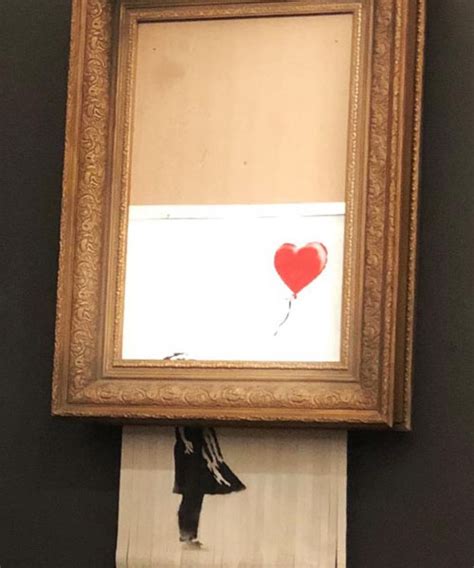 Going Going Gone Banksy Artwork Self Destructs After Just Selling
