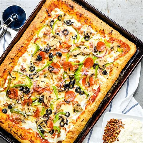 Perfect Sheet Pan Pizza Dough • Homemakers Habitat Recipe Pizza