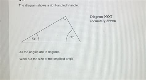 Solved The Diagram Shows A Right Angled Triangle Diagram Not Accurately Drawn All The Angles