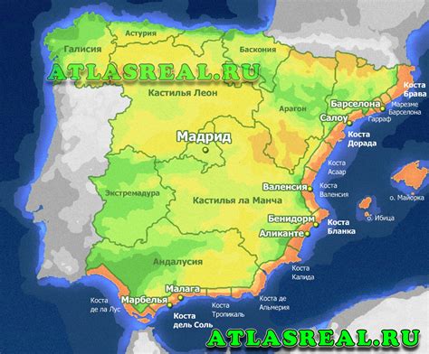 Подробная карта Испании