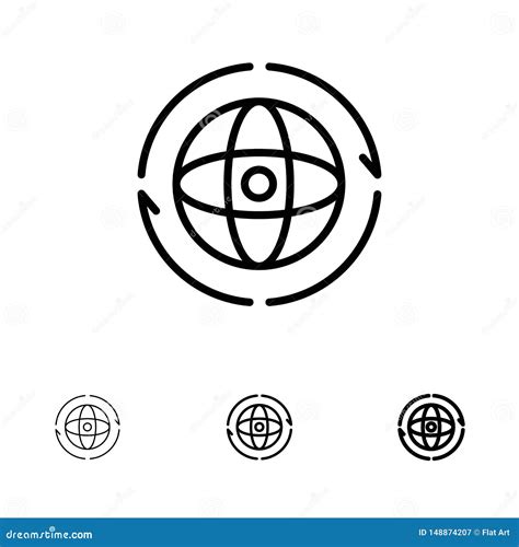 Globe World Earth Atom Connect Bold And Thin Black Line Icon Set Stock Vector Illustration