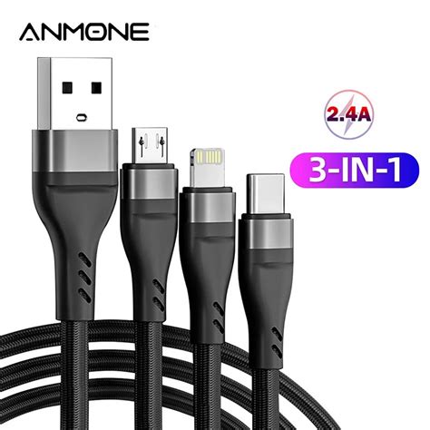Jual Anmone Usb To Type C Lightning Micro Usb Cable 120cm Kabel Charge Charger Charging 2