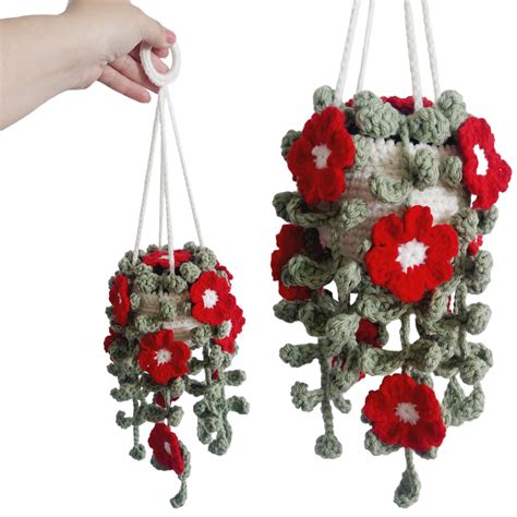 Crochet Flower Hanging Plant Floral Nursery Decor Home Wall Decor