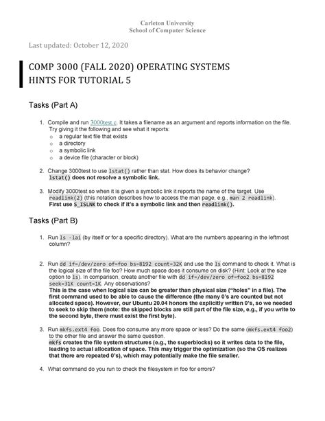 Tut5 Hints Tutorial Explanation For Week 5tutorial Carleton