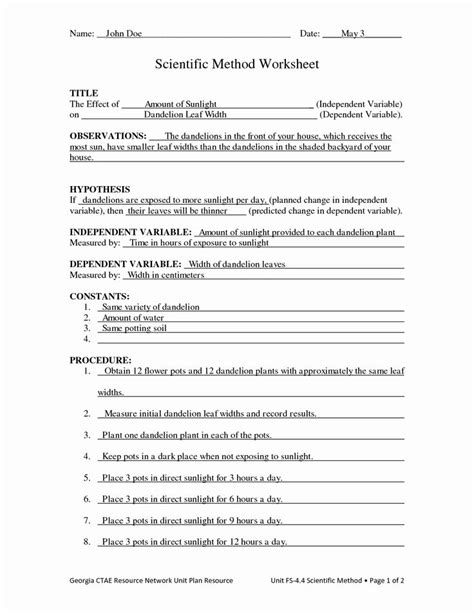 50 Experimental Variables Worksheet Answers Chessmuseum Template Library Scientific Method