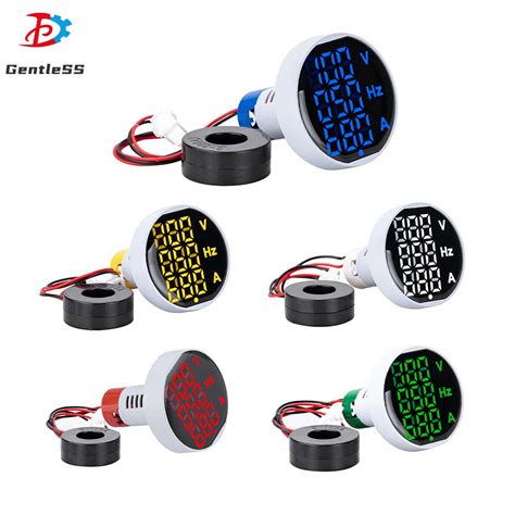 49MM 3 In 1 Voltage Current Frequency Meter Round LED Digital Voltage Current Meter AC 60 500V 0