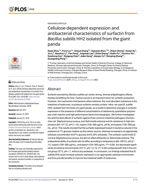 Pdf Cellulose Dependent Expression And Antibacterial Characteristics Of Surfactin From