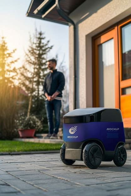 Premium Psd Delivery Robot Mockup Design