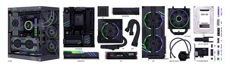 데스크톱 컴퓨터 하드웨어 구성 요소 집합입니다 Pc 장비 드라이브 다양한 Usb 오디오 비디오 포트 Hdd Ssd 카드 마더보드