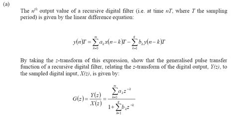 Solved The Nth Output Value Of A Recursive Digital Filter