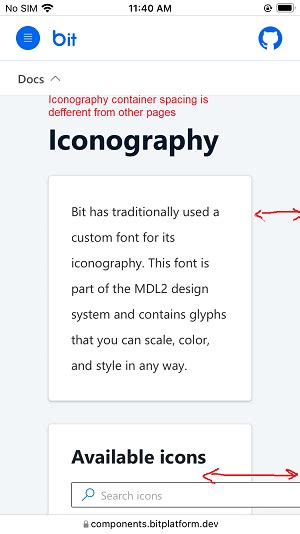 `iconography` Container Spacing Is Deferent From Other Pages · Issue