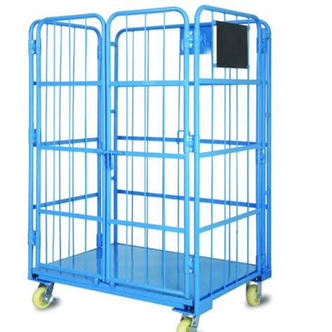 Wire Mesh Folding Steel Storage Rolling Cage Cart Steel Rolling Cage And Rolling Cages Cart