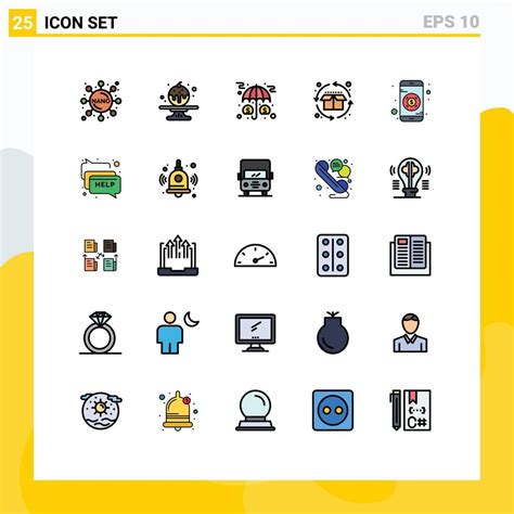 Filled Line Flat Color Pack Of 25 Universal Symbols Of Mobile Banking