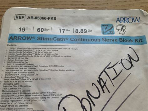 New Arrow Ab 05060 Pks Stimucath Continuous Nerve Block Kit 60cm X