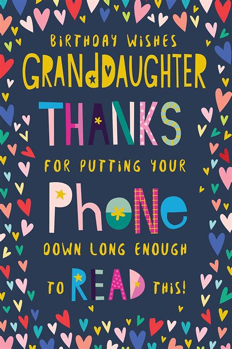 Granddaughter Birthday Card Humorous Funny Adult With Lovely Words