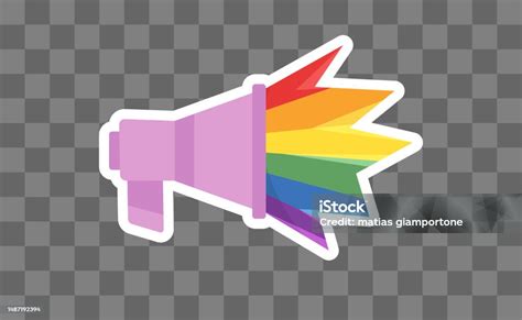 무지개가 있는 Lgbt 확성기 프라이드의 달 음성 스피커 다양성 표현 0명에 대한 스톡 벡터 아트 및 기타 이미지 0명
