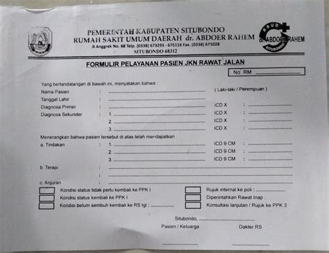 Formulir Pelayanan Pasien Jkn Rawat Jalan Rsar