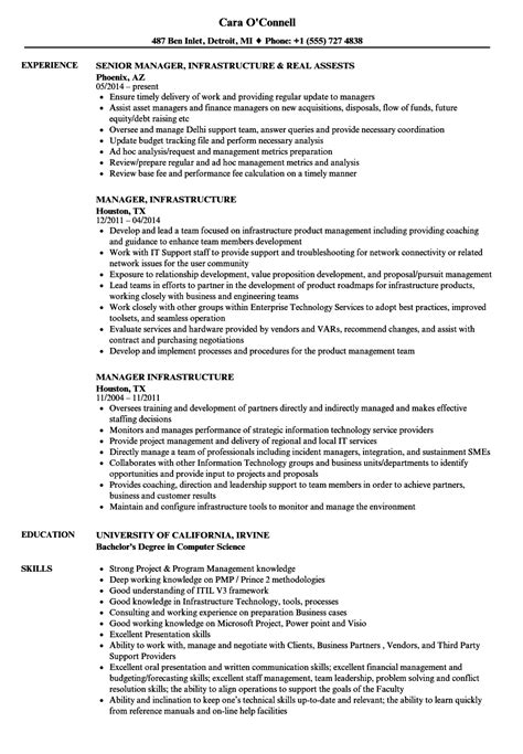 Manager Infrastructure Resume Samples Velvet Jobs
